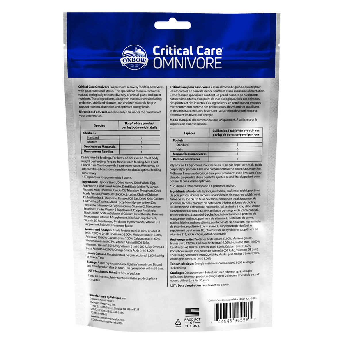 Twin Valley Veterinary Health Services. OXBOW CRITICAL CARE OMNIVORE ...